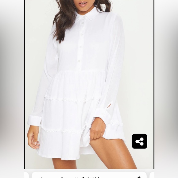 PrettyLittleThing | Dresses | Nwt White Shirt Layer Drill Dress Us2 ...